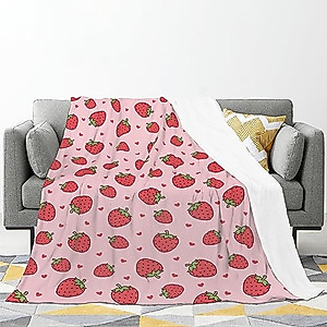 Strawberry Blankets for Kids Strawberry Throw Blanket for Boys and Girls Soft Fleece Kids Blanket Toddler Blankets Birthday Gifts Decor Blankets for Bed
