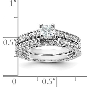 IceCarats 925 Sterling Silver Cubic Zirconia CZ Wedding Band Engagement Ring Bridal Jewelry Set Size 6