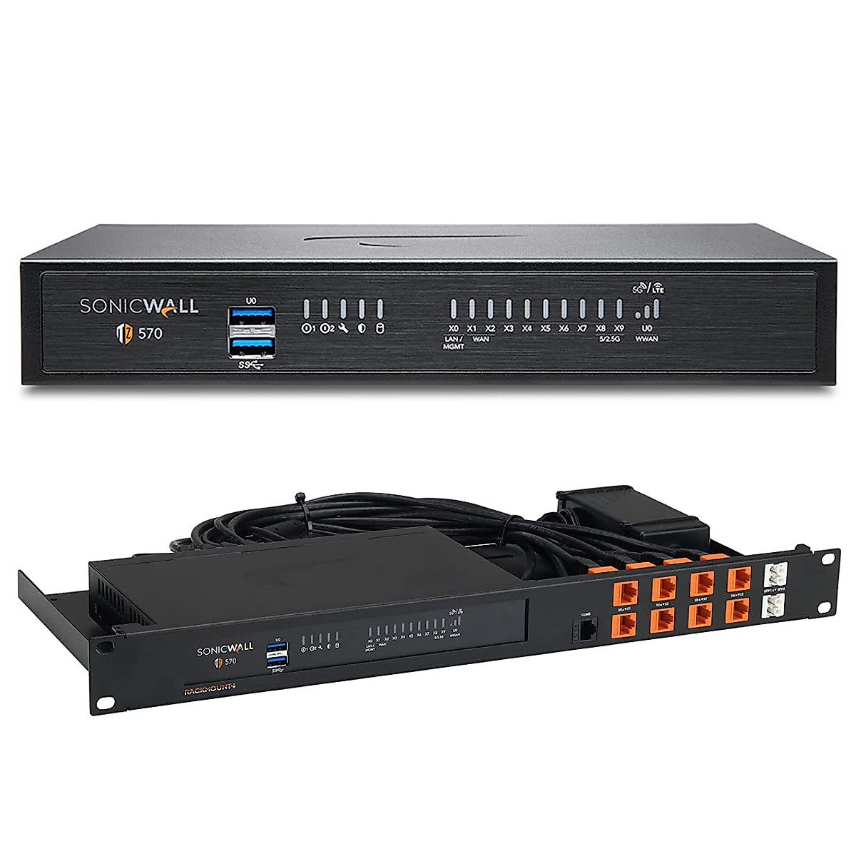 SonicWall TZ570 Network Security Appliance (02-SSC-2833) Bundled with a Rackmount.IT RM-SW-T9 - Rackmount Kit for SonicWall TZ570 and SonicWall TZ670