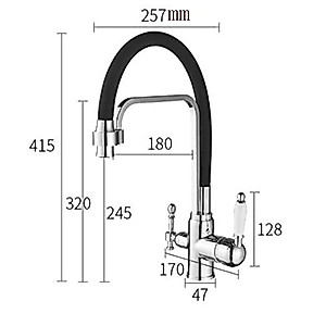 3 Way Kitchen Faucet for Filter Water System, Kitchen Taps Brass Swivel Kitchen Sink Filter Tap