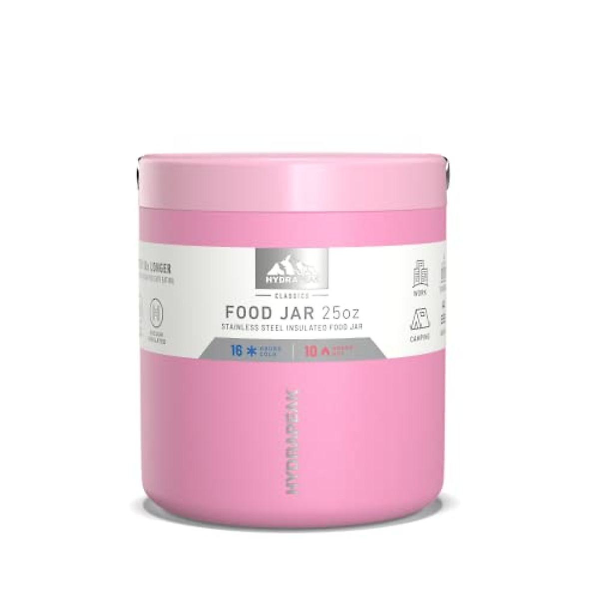 Hydrapeak 25oz Stainless Steel Vacuum Insulated Thermos Food Jar | Kids Thermos for Hot Food and Cold Food, Wide Mouth Leak-Proof Soup Thermos for Adults, 10 Hours Hot and 16 Hours Cold (Bubblegum)