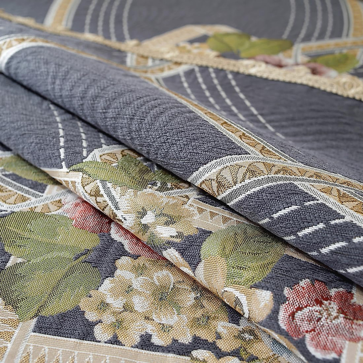 vctops Luxury Floral Jacquard Armrest Covers with Ruffled Non-Slip Super Soft Chenille Armchair Slipcovers for Dogs Cats Pet Loveseat Recliner Leather L Shaped (Grey,14"x28")