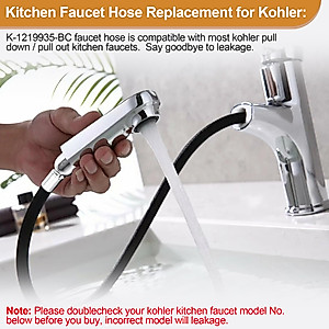 K-1219935-BC Faucet Hose for Pull Down Kitchen Fauceth, 67 Inch Bright Chrome Finish Pull Out kitchen sink hose, Faucet Replacement Parts K-1304674-BC Faucet Hose