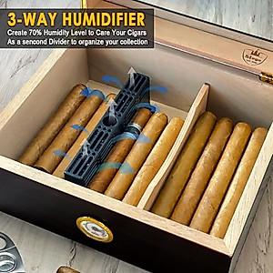 Slege Cigar Humidor,Humidor Cigar Box for Cuban Cigars,Glass-Top Humidor Spanish Cedar-Cigar Case,Humidifier,Divider,Hygrometer