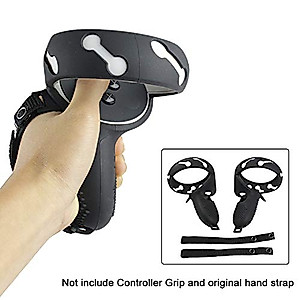 Kakalote Compatible for O culus Quest 2 Touch Controller Full Grip Cover, Slip Proof and Fall Proof Protective Silicone Sleeve with Hand Strap for Quest 2 Headset