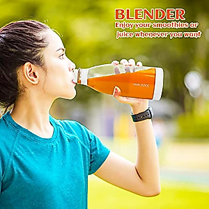 Portable Blender, One-handed Drinking Travel Bottle for Shakes and Smoothies, 8 Blade ​Portable Juicer,14 oz with Rechargeable USB personal size blenders
