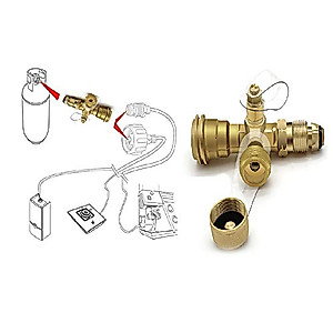 MCAMPAS Propane Cylinder Brass Tee with 4 Port Adapter for Motorhomes Tank RV Camping