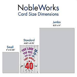 NobleWorks - 40th Birthday Card with Envelope - Funny Stationery Notecard for Birthdays, 40 Year Old Greeting - Age Equation 40 C7196MBG