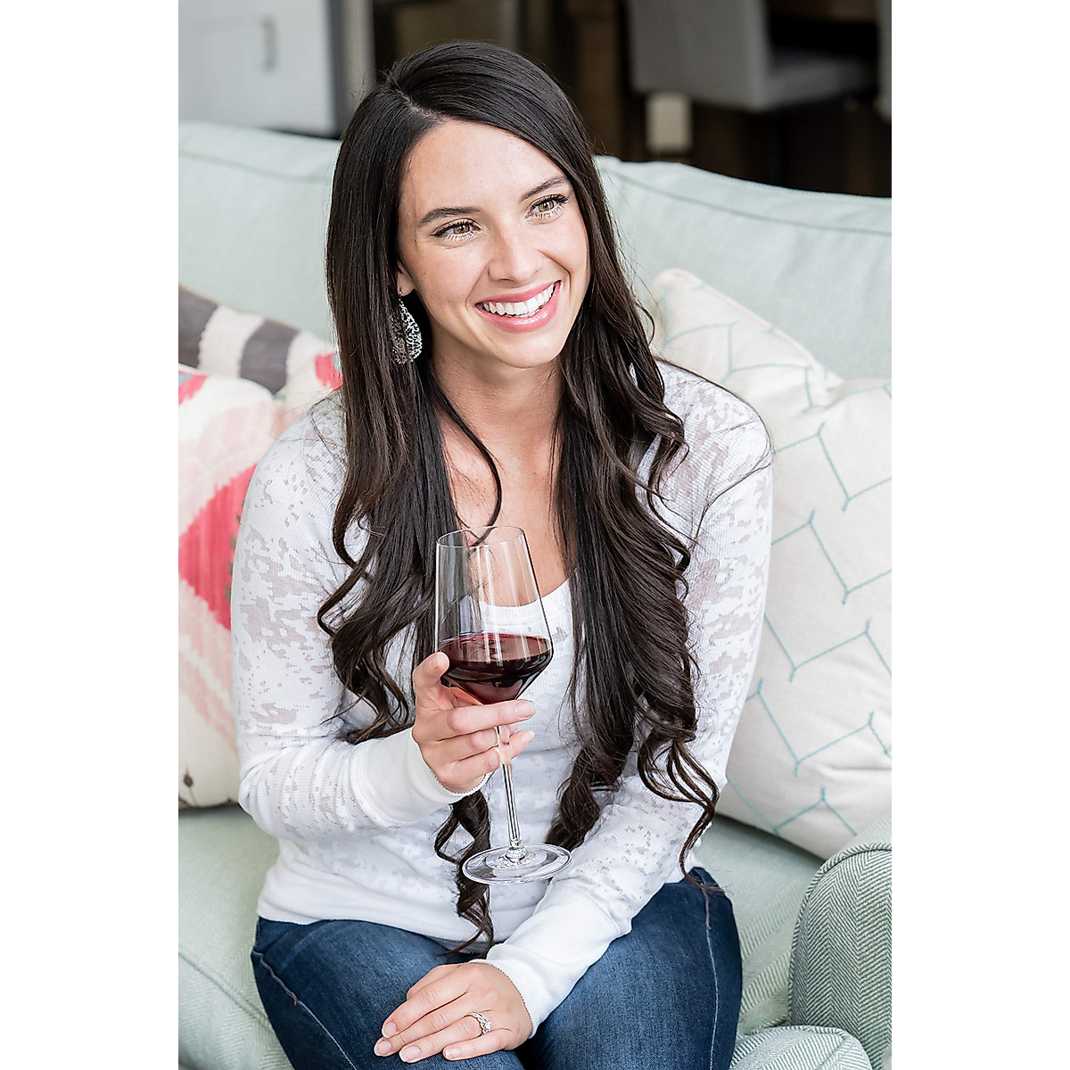 Aspen & Birch - Classic Wine Glasses Set of 6 - Red Wine Glasses or White Wine Glasses, Premium Crystal Stemware, Long Stem Wine Glasses Set, Clear, 15 oz, Hand Blown Glass Crafted by Artisans