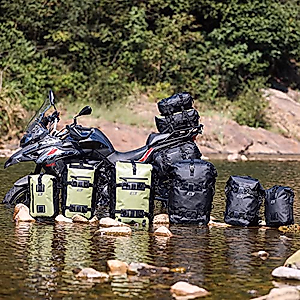 Rhinowalk Motorcycle Tail Bag Motorbike Side Bag 30L Full Waterproof Motor Saddle Pannier Bag Rear Rack Trunk Professional Motor Accessories-Green