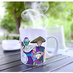 Just Funky Dragon Ball Z White Ceramic Mug - 16-Ounce Coffee Cup Mug Featuring Goku Chiaotzu Yancha Krillin Piccolo Videl Kami/Shen & Tein, DBZ-CMG-36808-RSS.03