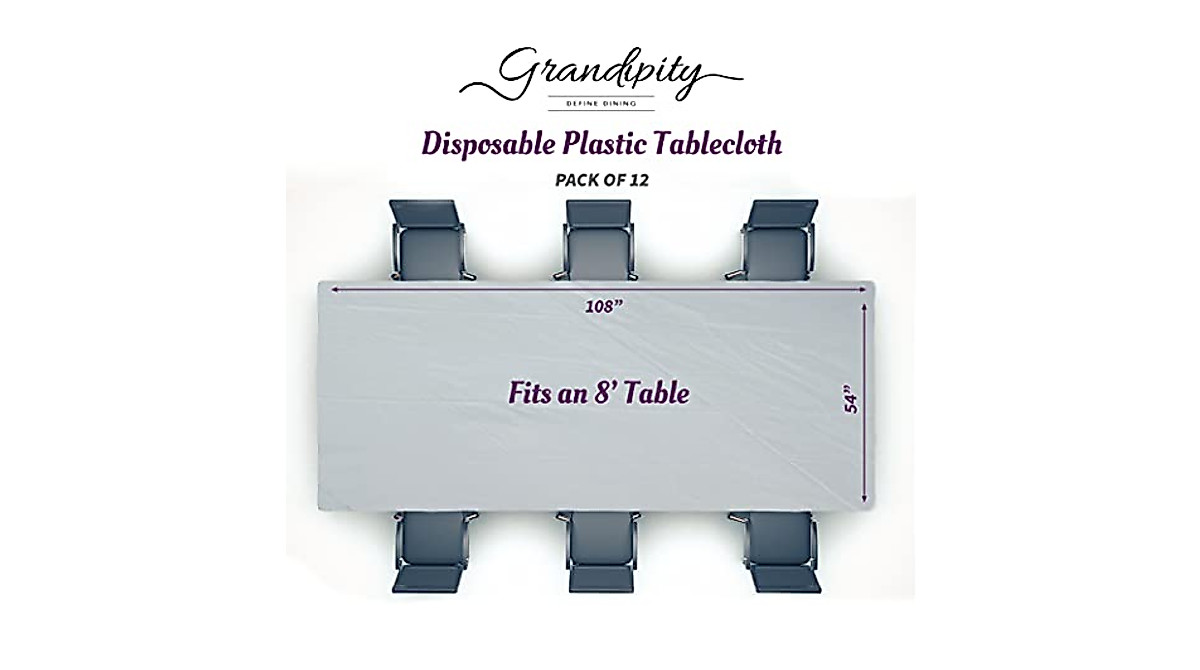 Grandipity White Disposable Tablecloths - 12 Pack | Easy Party Cleanup