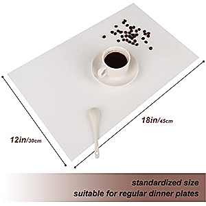 YeaBerr Placemats, Waterproof Placemats Set of 4 for Dining Table Washable Woven Vinyl Non-Slip Table mats Heat-Resistant Wipeable PP Place Mats for Indoor & Outdoor, Easy to Clean, White