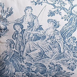 Maison d' Hermine Decorative Pillow Covers 100% Cotton Toile Washable Cushion Cover with Invisible Zipper for Home Decor, Sofa, Couch, Bedroom, The Miller - Denim - Spring/Summer (20"x20")