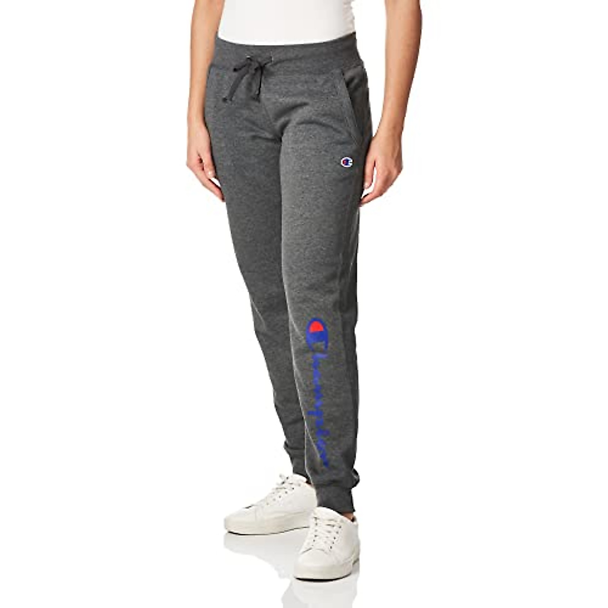 Champion Women's Powerblend Joggers, Script Logo, Granite Heather-Y07459, X-Small