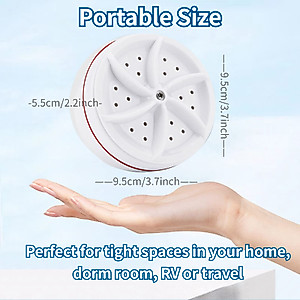 Mini Washing Machine Portable Washer College Rooms Travel Home Apartment Laundry Small Turbine Washer with USB Business Trip Sink RV Trailer Truck Dormitory Dorm Bucket(watts, 80)