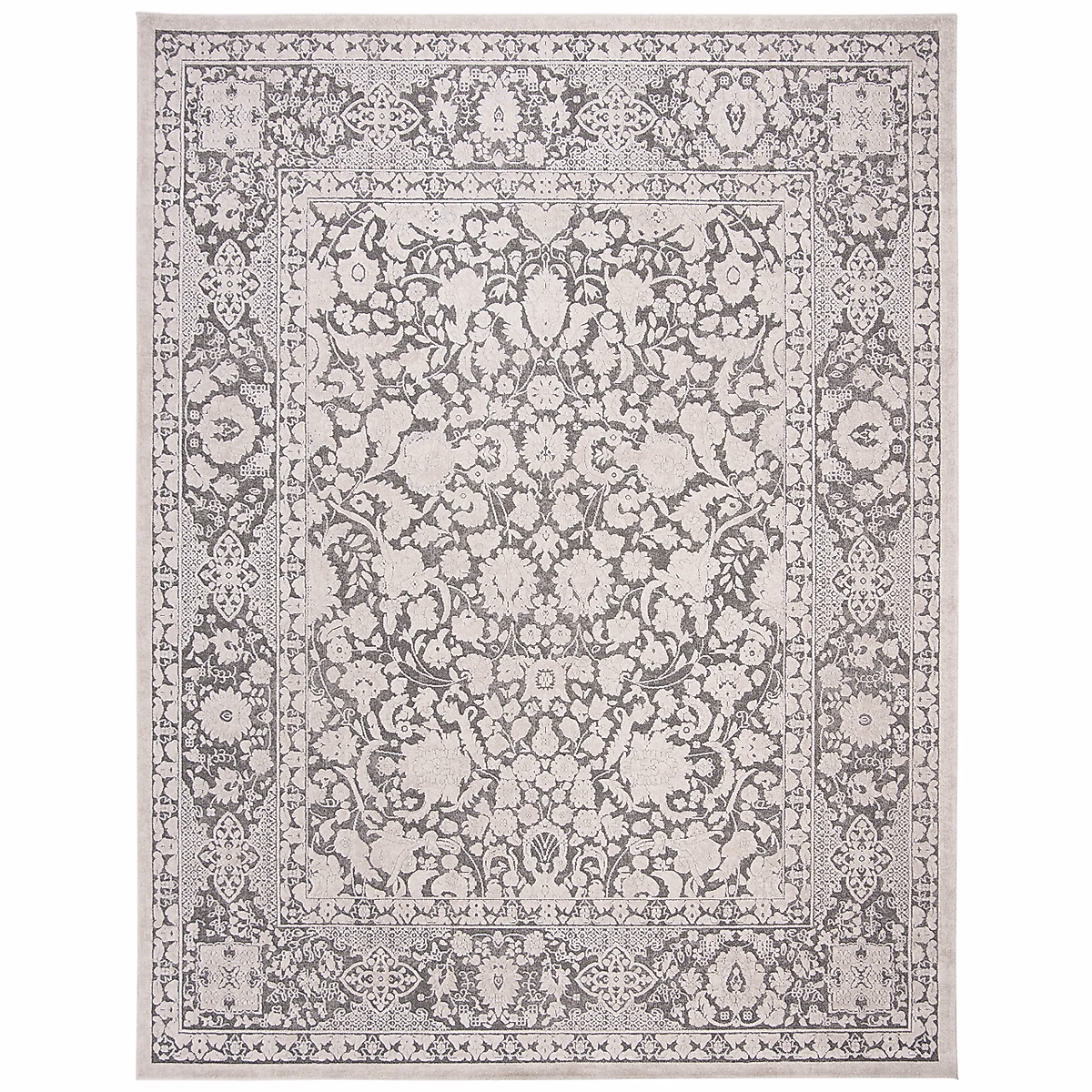 SAFAVIEH Reflection Collection Area Rug - 8' x 10', Dark Grey & Cream, Boho Tribal Distressed Design, Non-Shedding & Easy Care, Ideal for High Traffic Areas in Living Room, Bedroom (RFT667B)