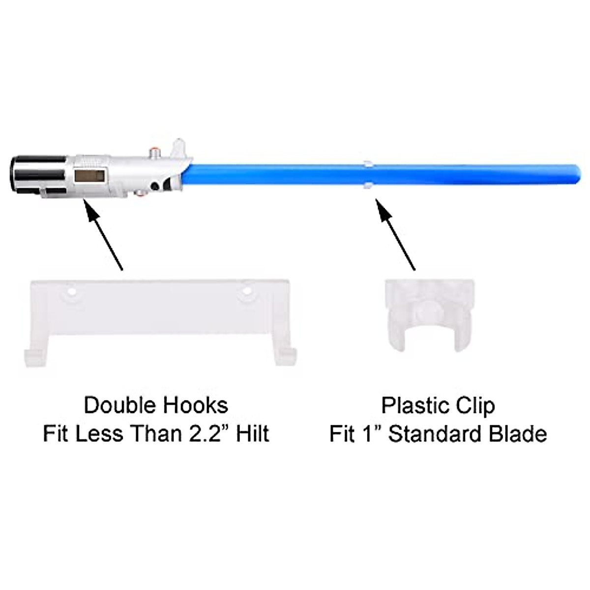 LEKUSHA Horizontal Lightsaber Wall Mount Holder Light Saber Display Rack Hook Stand, Compatible for Any Lightsaber, Clear Pack of 2