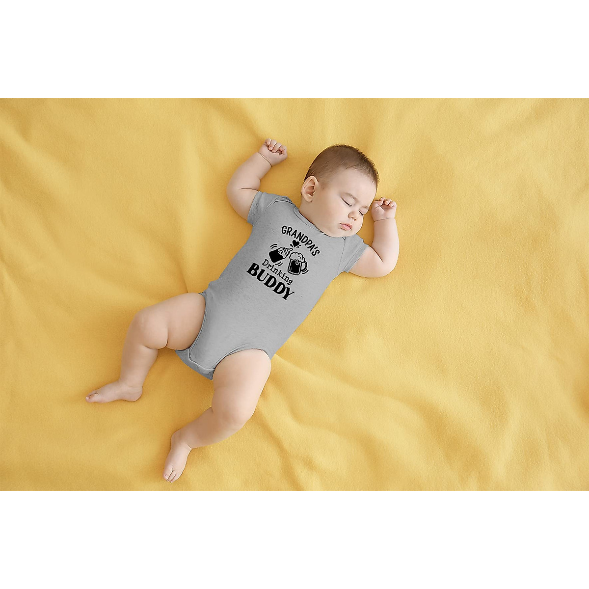 AW Fashions Grandpa's Drinking Buddy Bodysuit Funny Newborn Announcement Baby Boy Outfit Cute Girl Clothes (6 Months, Sports Grey)