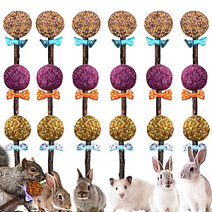 KIROYAL 18 PCS Rabbit Chewable Lollipop Toys, Interactive Bunny Toy for Small Pets, Purely Handmade Chew Toys for Bunnies, Guinea Pigs, Hamsters, and Chinchillas, Bunny Teeth Care