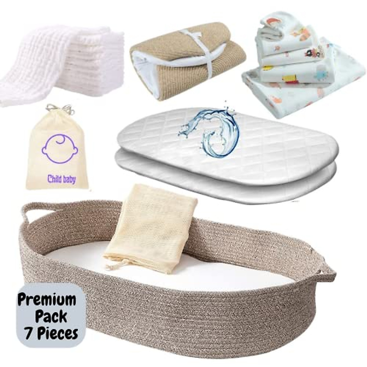 Changing Basket - Extra Large in Size - Cotton Rope Changing Table Topper Storage Basket, Thick Foam Pad with Removable Cotton Cover - Storage Bag - Portable Changing Pad