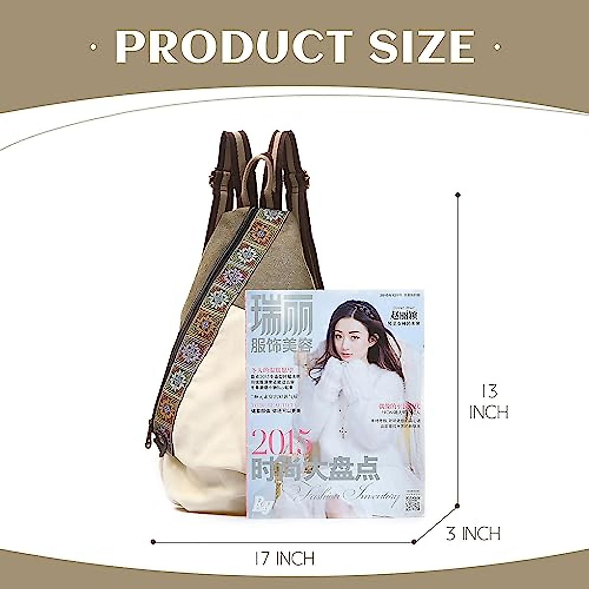 MAZEXY Heavey Duty Women Backpack Canvas Shoulder Bag Anti-theft Rucksack Fashion Backpack Green&white