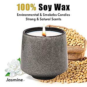 Jasmine Scented Soy Aromatherapy Candle, 8 oz 40 Hour Burn Time, Made with Soy Wax and Essential Oils, Highly Scented Candles for Home with Gift Box