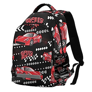 MFTJYO Cars Pattern Grunge Backpack Girls Boys School Book Bag Elementary Schoolbag Kids Bookbag College Travel Laptop Daypack Casual Rucksack with Reflective Strip