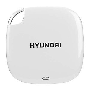 Hyundai 512GB Ultra Portable Data Storage Fast External SSD Pearl White, PC/MAC/Mobile- USB-C/USB-A, Dual Cable Included HTESD500PW