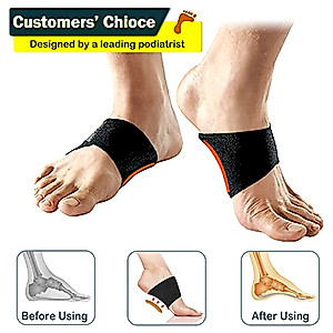 Compression Arch Support Wrap Plantar Fasciitis Braces 【Patent Pending】 Adjustable Foot Sleeves, Cushioned Arch Orthotic Support Pain Relief, Fallen Arches, High Arch, Flat Feet, Men and Women (W 6-9.5 / M 5-8, Back - 1 pair)