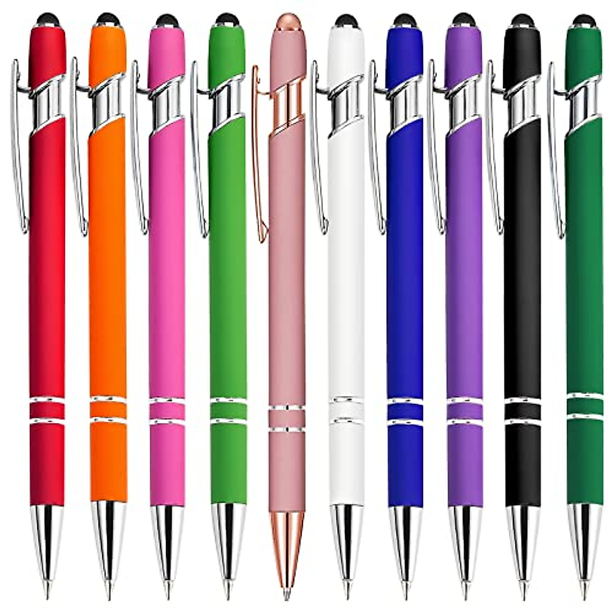 Uoffice5 Ballpoint Pens with Stylus Tips - Fine Point Pens in Black Ink for Women Men Wedding （Black）