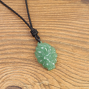 COAI Green Aventurine Stone Amulet Nine Tailed Fox Pendant Necklace for Women Girls