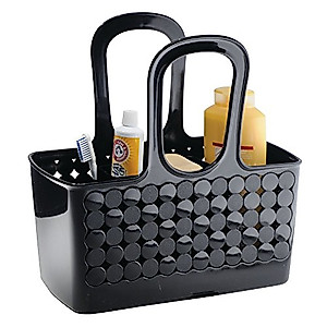 InterDesign Orbz Small Bathroom Shower Tote for Shampoo, Cosmetics, Beauty Products with Divided Compartments – Pack of 4, Black