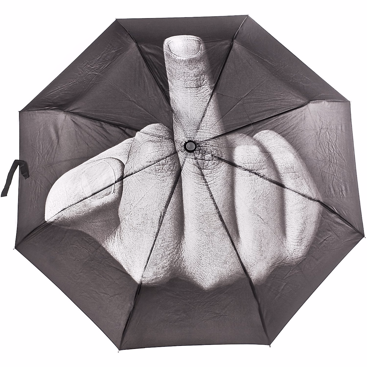 Fashion Vertical Middle Finger Foldable Rain Umbrella Wind Resistant Windproof Floding Travel Umbrella