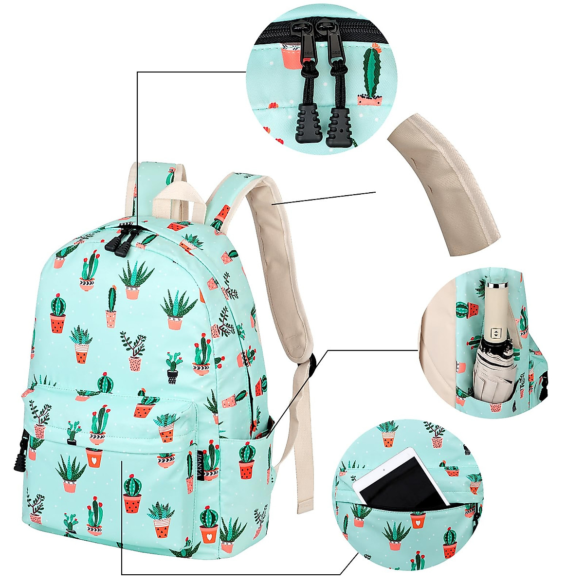 DUAGLAGT Girls Backpack for Kids Schoolbags - Cute Unicorn Backpack for Women Lightweight Daypack Teens Girls Bookbag Set with Lunch Box & Pencil Case (Black)