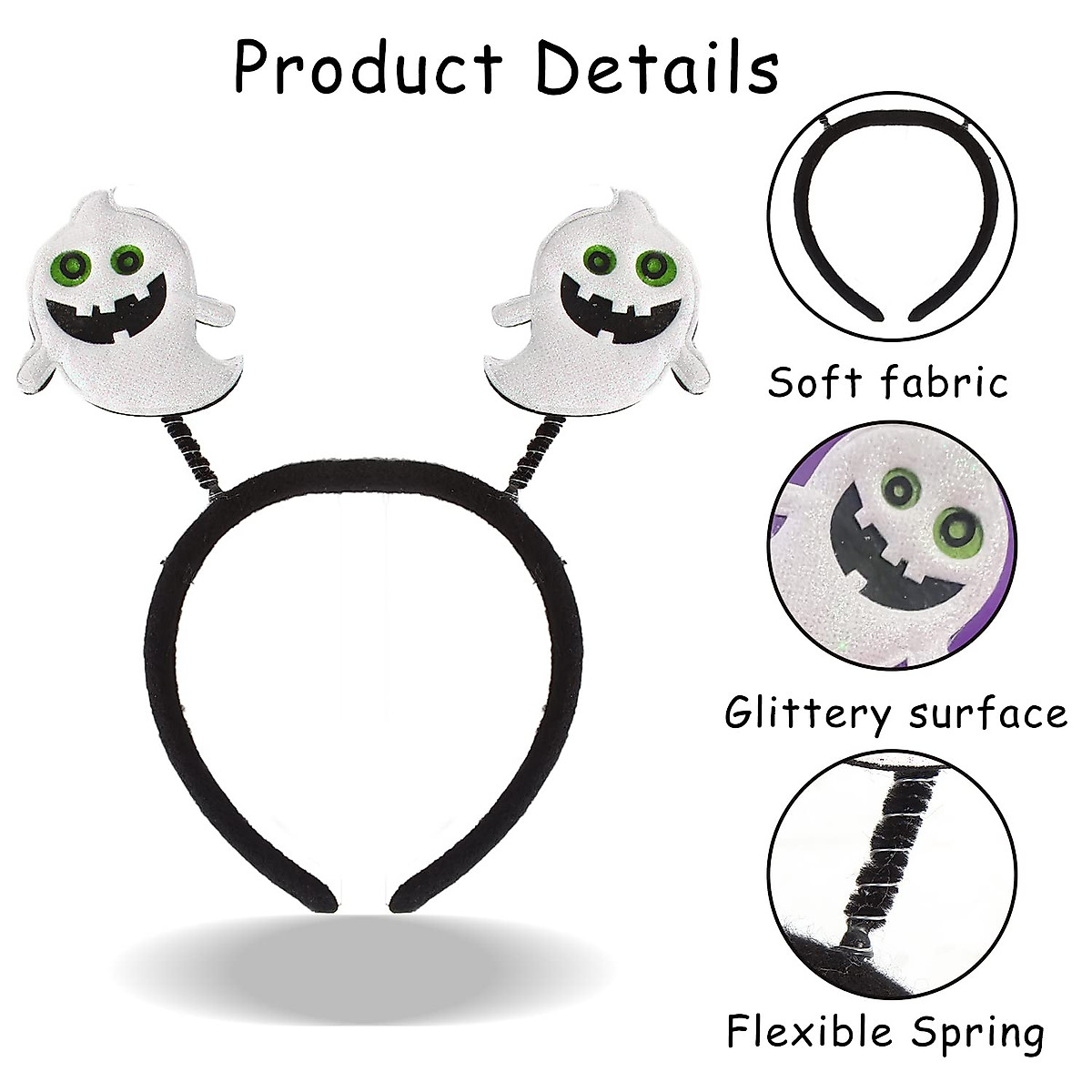 FOIMAS 6pcs Halloween Headbands,Pumpkin Spider Bat Ghost Headband for Kids Girls Boys Halloween Costume Party Decoration Supply