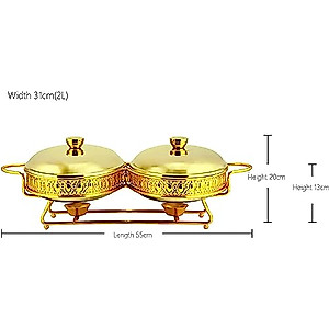 XENITE Food Heater - Buffet Server and Heater, Burner to Keep Food Warm, Hot Pot Buffet Set with Toughened Glass Lid, Clear Lid Server Hot Pot Buffet Set,(Size:2L,Color:Silver)