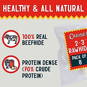 Canine Chews 2-3" Mini Knotted Rawhide Dog Bones for Small Dogs Natural Dog Treat Chew (8 Pack)