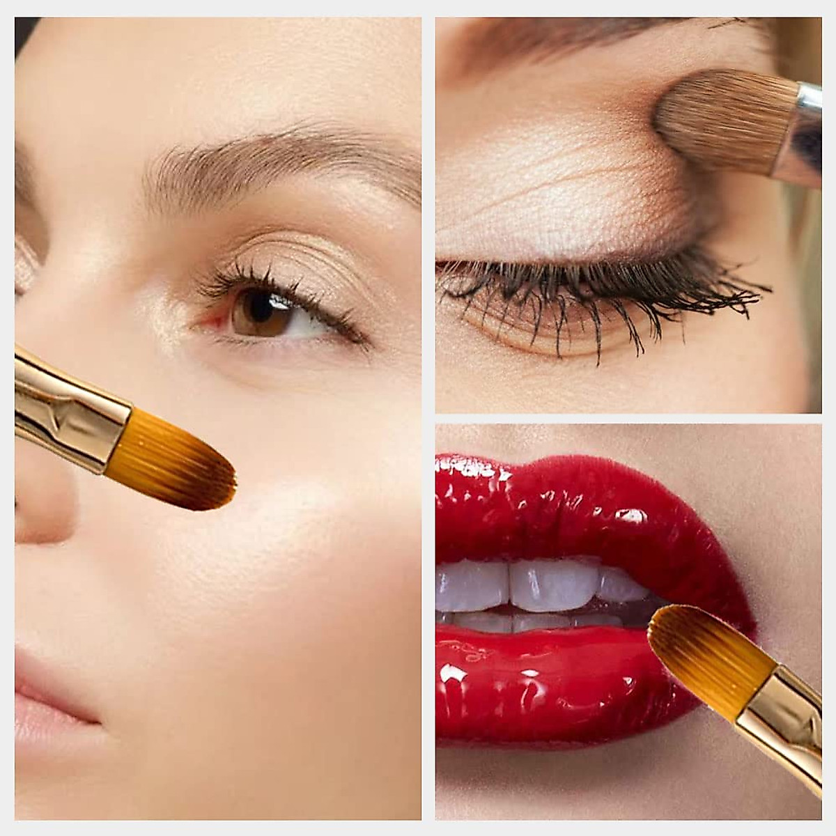 4 Pieces Gradient Retractable Lip Brush Lipstick Eyeshadow Foundation Makeup Brush, Lip Concealer Brush, Portable Dual End Travel Brush Tool with Cap for Lipstick Gloss Smear