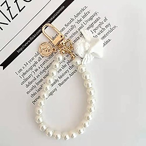 Hofar Pearl Keychain Keyring Hand Wrist Lanyard Wristlet Strap Bracelet Charm for Key Wallet ANGLE-G