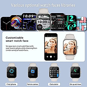 Smart Watch (Receive & Dial), 2023 Newest 1.85" TFT HD Touch Screen, Smart Watch for Women Men with Fitness Tracker, Smart Watch for Android iPhone with Text, Pedometer, Heart Rate (Starlight)