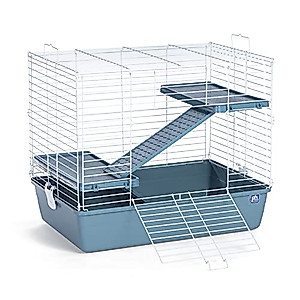 Prevue Pet Products Adult Ferret, Chinchilla, Small Animal Critter Home/Travel Cage with Deep Tubby Base, 1 inch Wire Spacing, Blue (529BLUE)