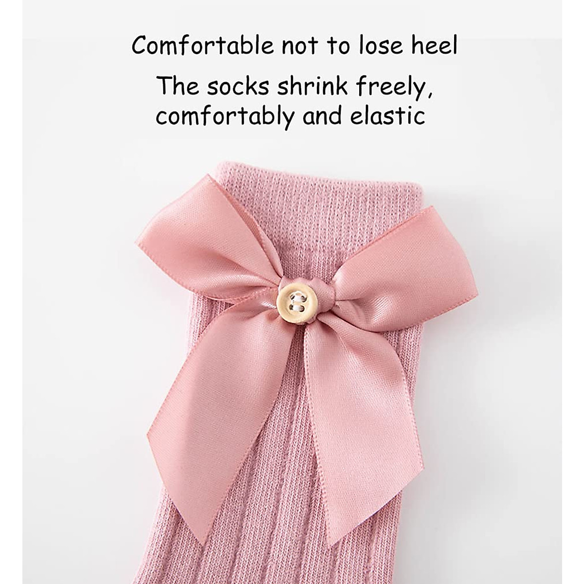 BEHELE Baby Girls Knee High Socks Toddlers Newborn Infant Bow Princess Dress Dance Knit Socks Tube Ruffled Uniform Stockings (0-6 Months)