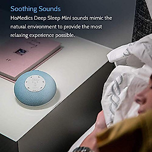 Homedics Deep Sleep Mini Portable Sleep Sound Machine, Blue, Sound Machine with 5 Soothing Sounds and 3 Sleep Therapy Programs, Rechargeable Sound Therapy for Home, Office, Nursery, Auto-Off Timer