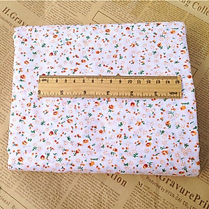 7Pcs Multicolor Cotton Craft Fabric Bundle Squares Patchwork DIY Sewing Scrapbooking Quilting Floral Dot Pattern Craft and Hobby Fabric 10" x 10" (25cm x 25cm)