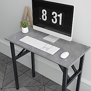 Need Small Computer Desk 31.5 inches Folding Table No Assembly Sturdy Small Writing Desk Folding Desk for Small Spaces, Grey AC5-8040-LB