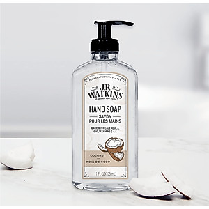 J.R. Watkins Gel Hand Soap, Scented Liquid Hand Wash for Bathroom or Kitchen, USA Made and Cruelty Free, 11 fl oz, Coconut, 6 Pack