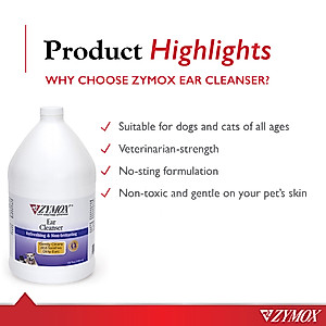 Zymox Ear Cleanser Solution for Dogs and Cats, 1 Gallon