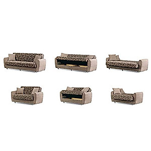 BEYAN Chestnut 2016 Collection Living Room Convertible Storage Loveseat with Storage Space, Includes 2 Pillows, Dark Brown