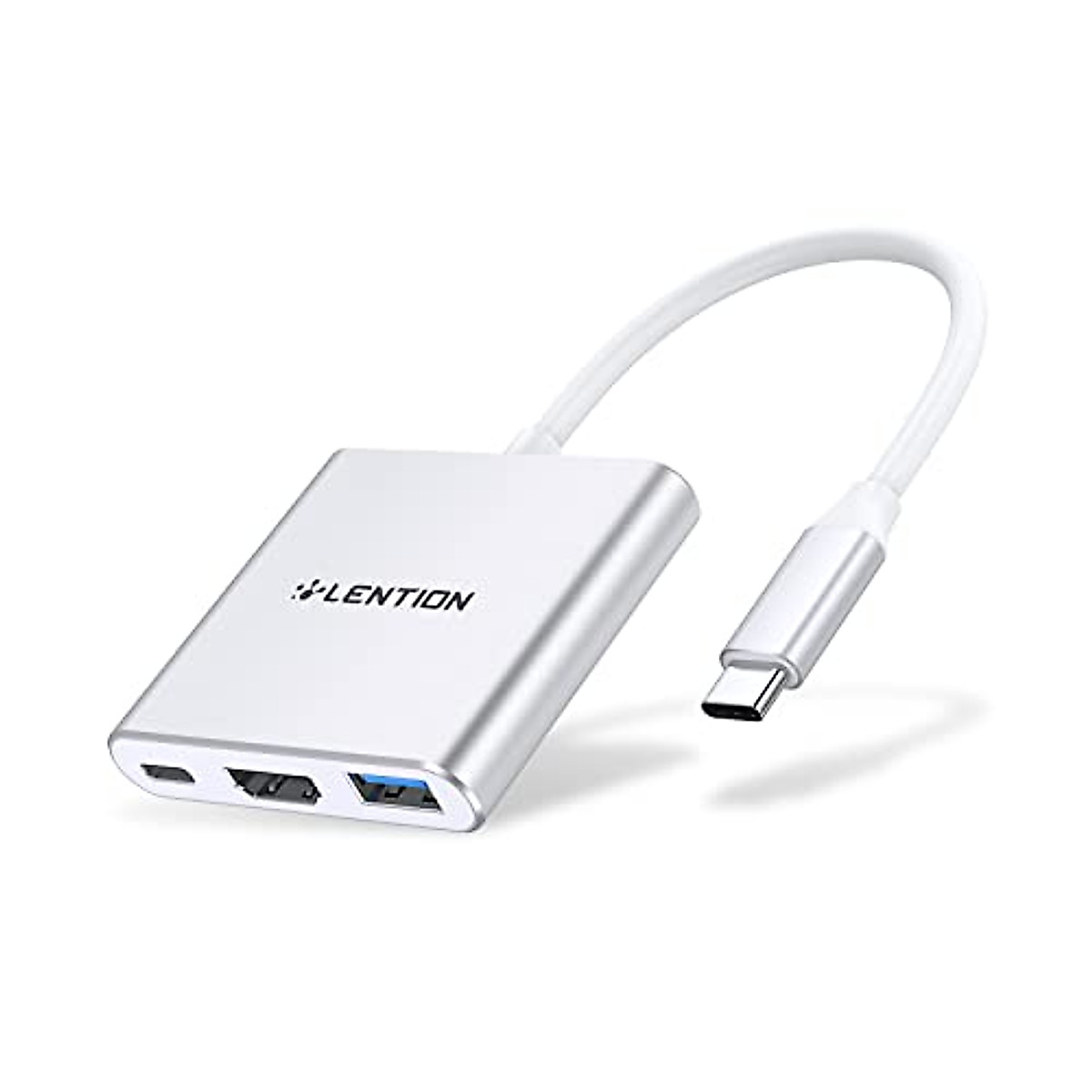 LENTION 3-in-1 USB C Hub with 100W Power Delivery, USB 3.0 & 4K HDMI for 2022-2016 MacBook Pro, New Mac Air/Surface/Chrome/Steam Deck, More, Stable Driver Adapter (CB-C14, Silver)
